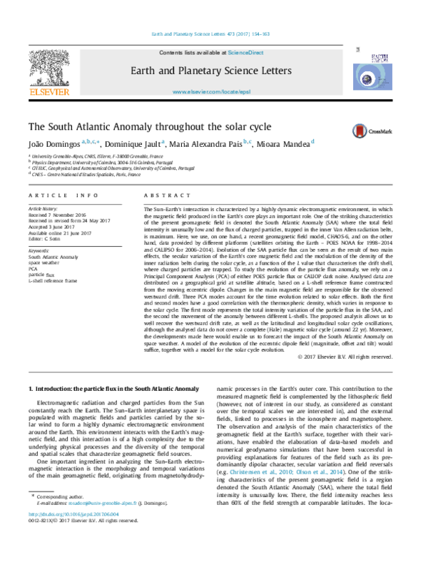 (PDF) The South Atlantic Anomaly throughout the solar cycle