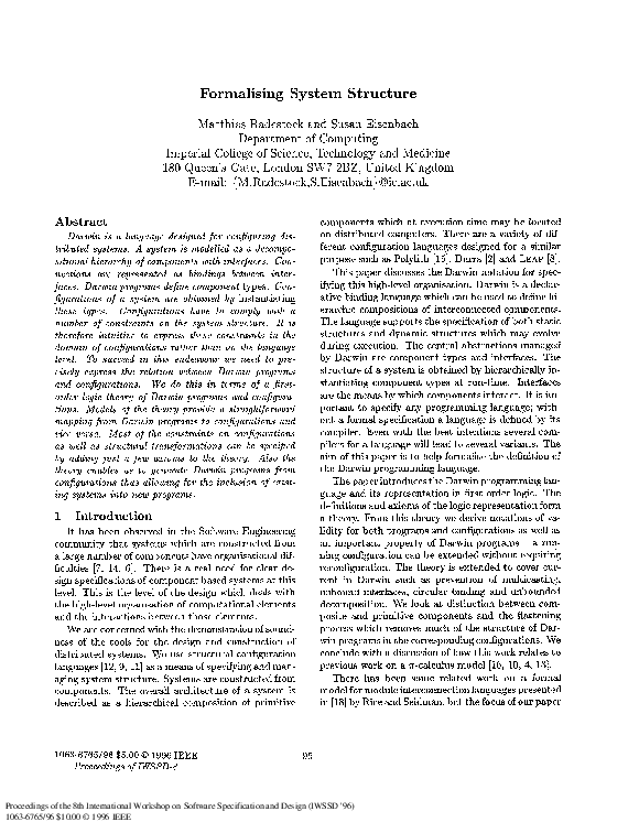 (PDF) Formalizing System Structure (PDF) Formalizing System Structure