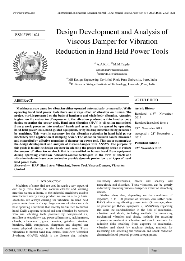 (PDF) Design Development and Analysis of Viscous Damper for Vibration ...
