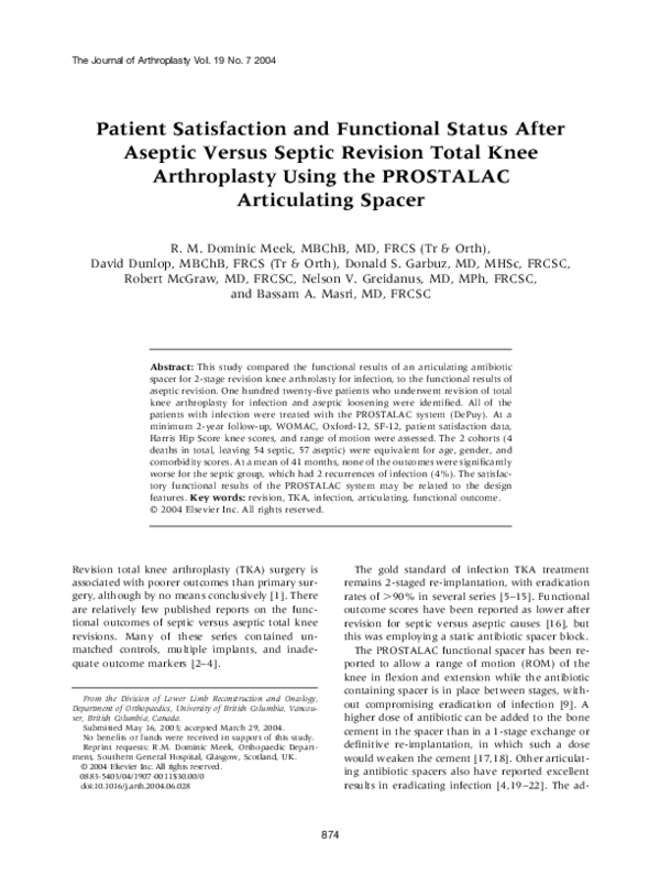 (PDF) Patient Satisfaction and Functional Status After Treatment of ...