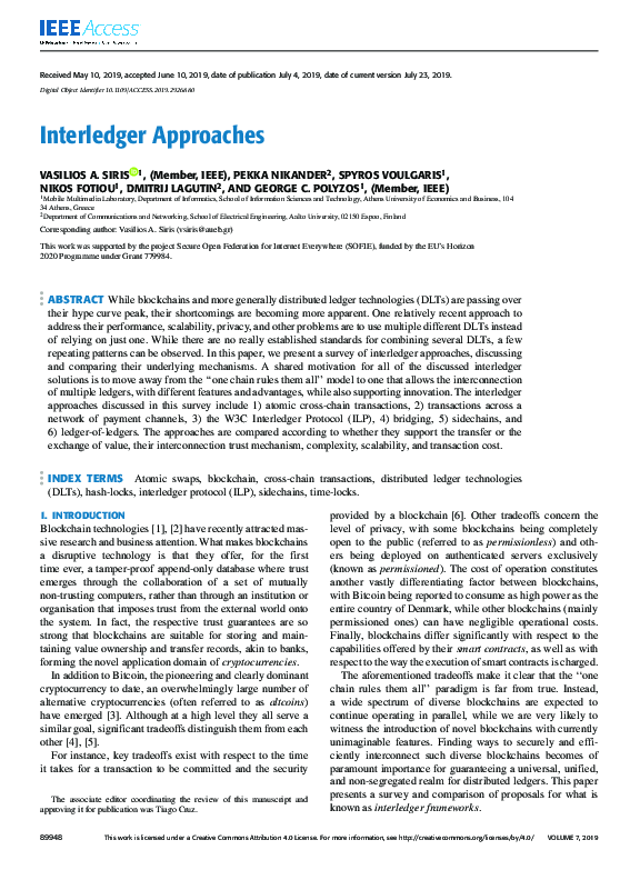 (PDF) Interledger Approaches | Vasilios A Siris - Academia.edu