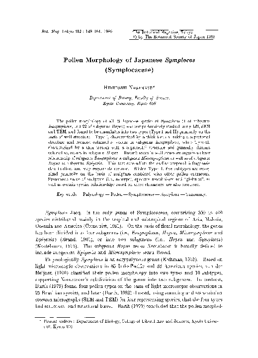 (PDF) Pollen morphology of JapaneseSymplocos (Symplocaceae)
