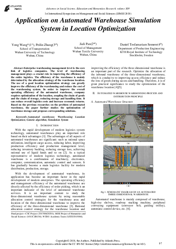 (PDF) Application on Automated Warehouse Simulation System in Location Optimization