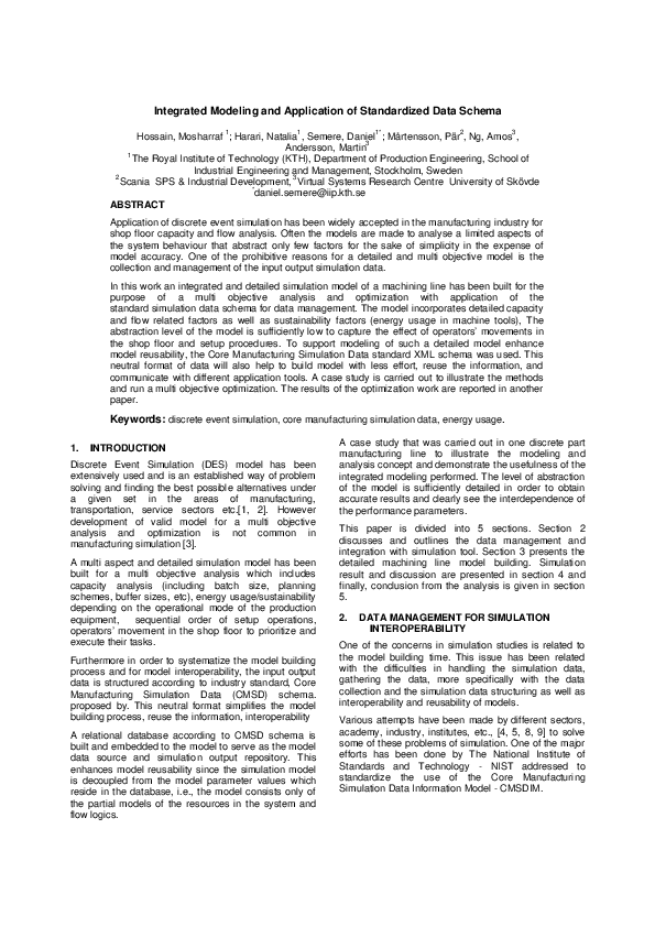 (PDF) Integrated Modeling and Application of Standardized Data Schema