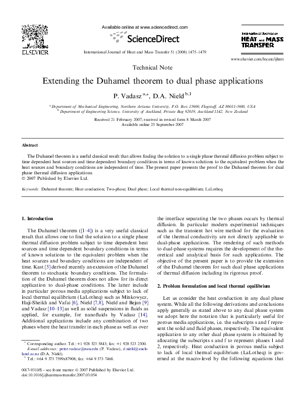 (PDF) Extending the Duhamel theorem to dual phase applications | Peter ...