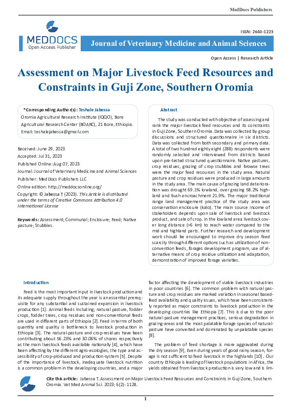 (PDF) Assessment on Major Livestock Feed Resources and Constraints in ...