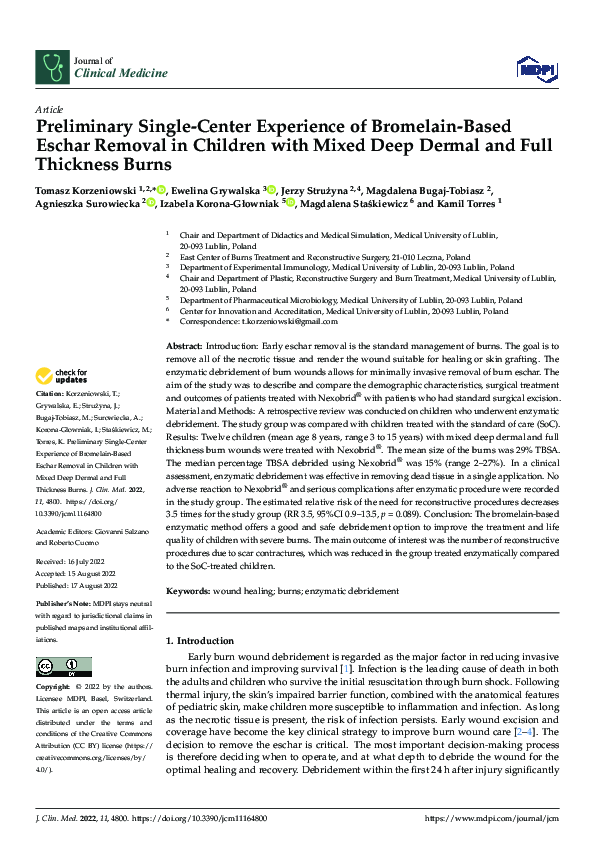 (PDF) Preliminary Single-Center Experience of Bromelain-Based Eschar ...