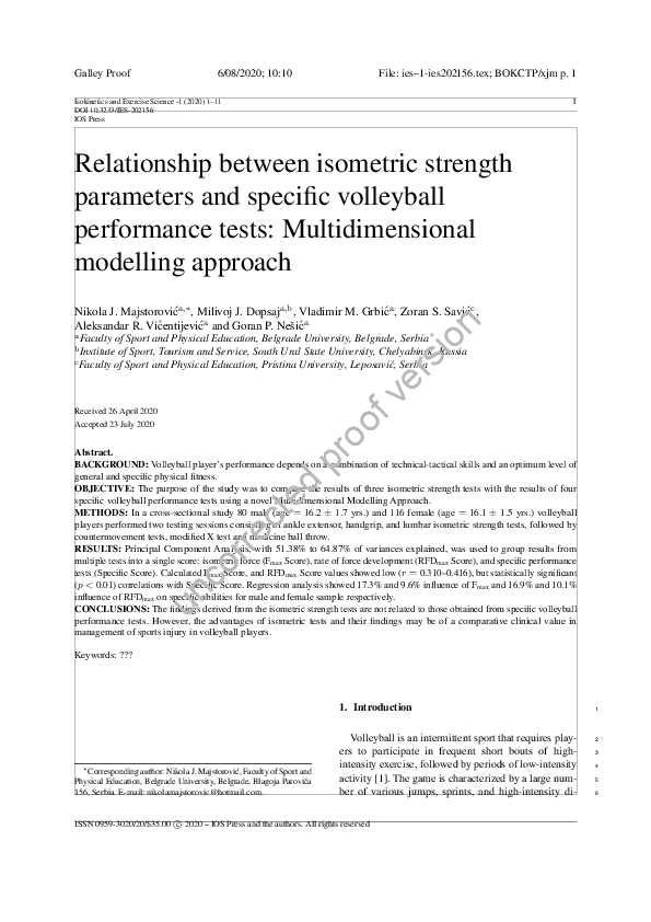 (PDF) Relationship between isometric strength parameters and specific volleyball performance ...