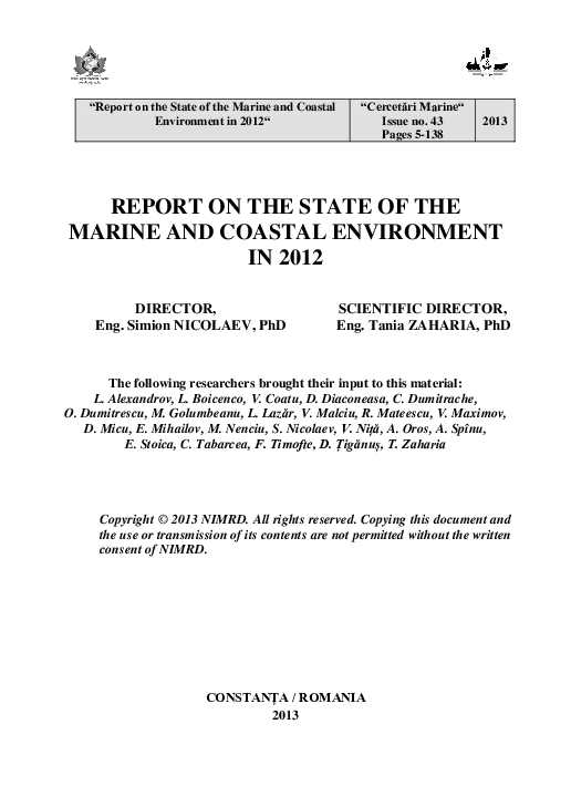 (PDF) Report on the state of the marine and coastal environment in 2013