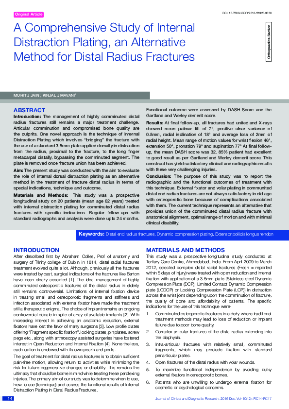 (PDF) A Comprehensive Study of Internal Distraction Plating, an ...