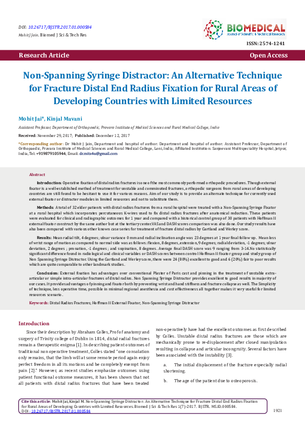 (PDF) Non-Spanning Syringe Distractor: An Alternative Technique for ...