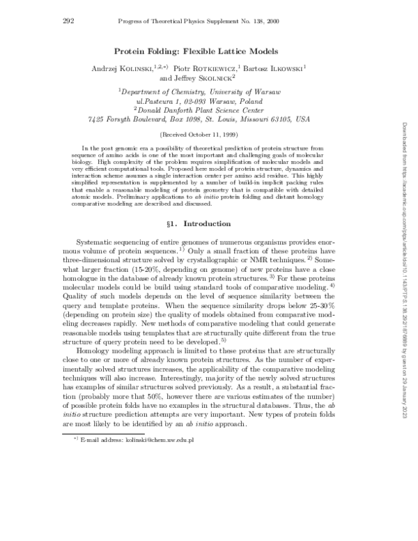 (PDF) Protein Folding: Flexible Lattice Models