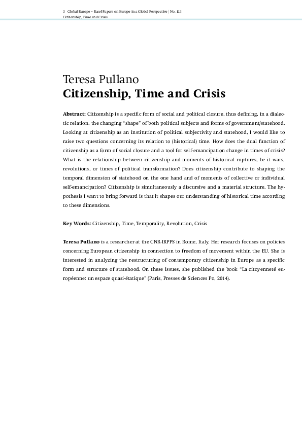 (PDF) Citizenship, Time and Crisis