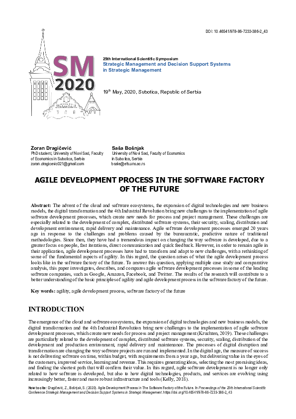 (PDF) Agile Development Process in The Software Factory of the Future