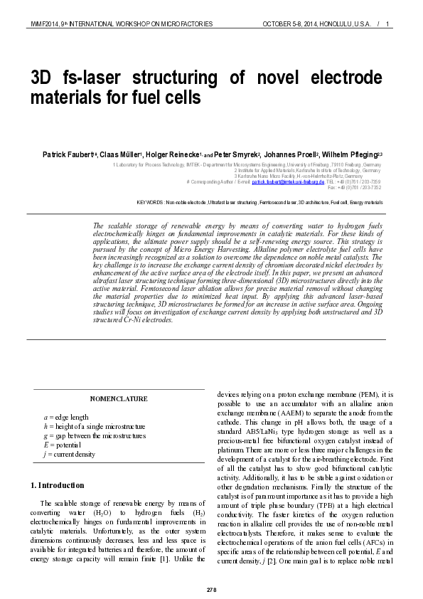 (PDF) 3D fs-laser structuring of novel electrode materials for fuel cells