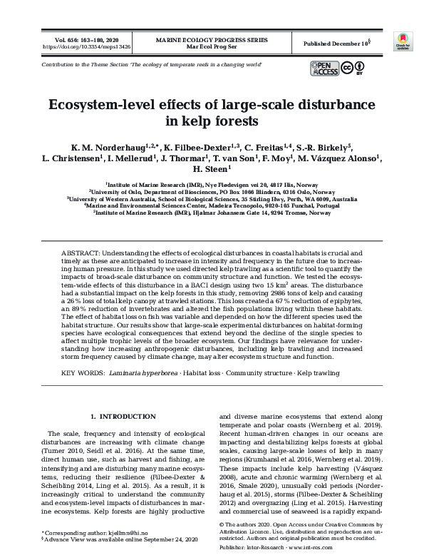 (PDF) Ecosystem-level effects of large-scale disturbance in kelp forests