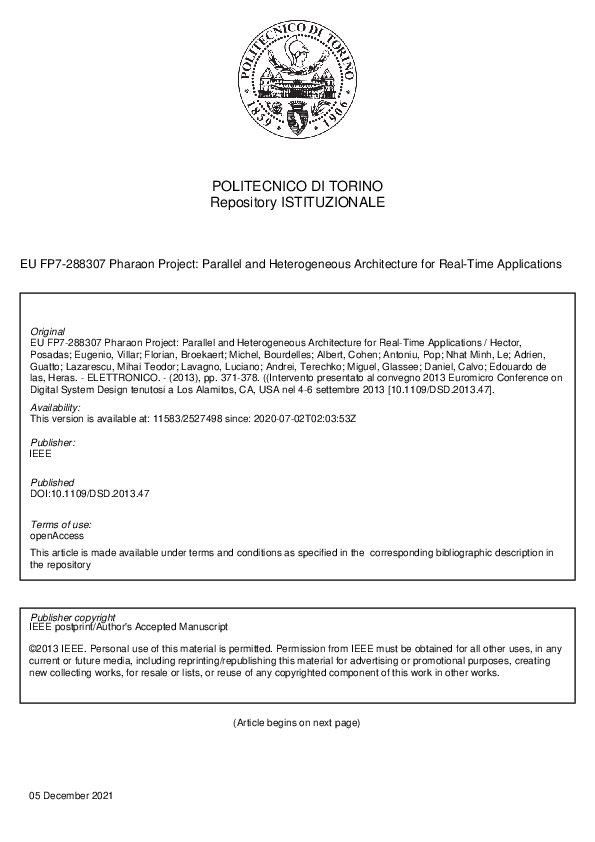 (PDF) The PHARAON project: Parallel and Heterogeneous Architecture for ...