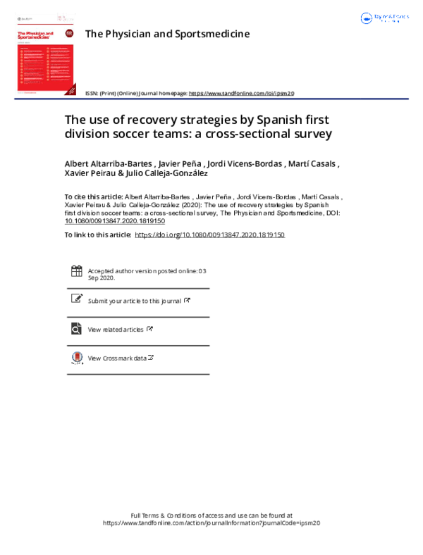 (PDF) The use of recovery strategies by Spanish first division soccer ...