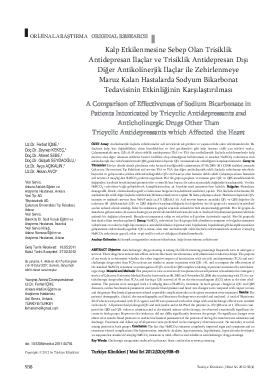 (PDF) Kalp Etkilenmesine Sebep Olan Trisiklik Antidepresan İlaçlar ve ...