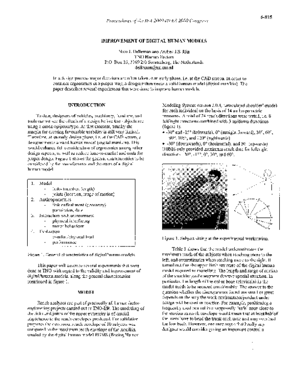 (PDF) Improvement of Digital Human Models