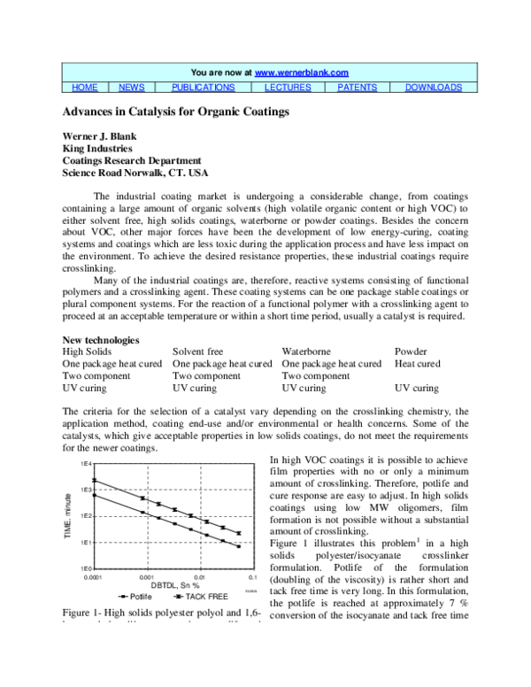 (PDF) ChemInform Abstract: Advances in Catalysis for Organic Coatings