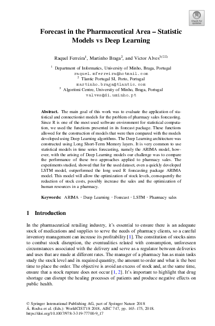(PDF) Forecast in the Pharmaceutical Area – Statistic Models vs Deep ...