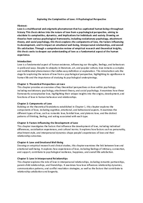 (DOC) Exploring the Complexities of Love: A Psychological Perspective