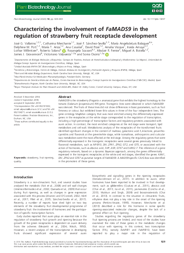 (PDF) Characterizing the involvement of FaMADS9 in the regulation of ...