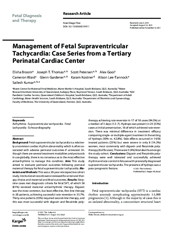 (PDF) Management of Fetal Supraventricular Tachycardia: Case Series ...