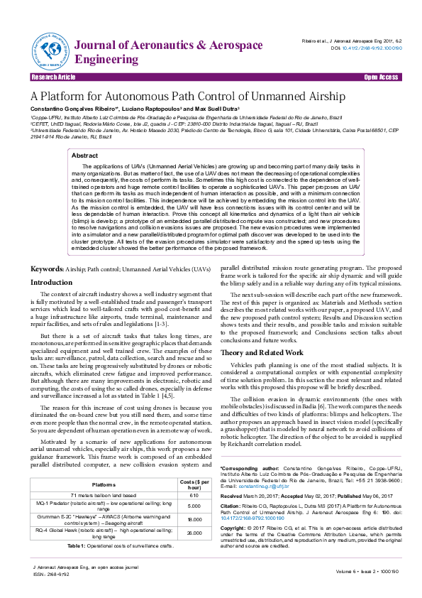 (PDF) A platform for autonomous path control of unmanned airship