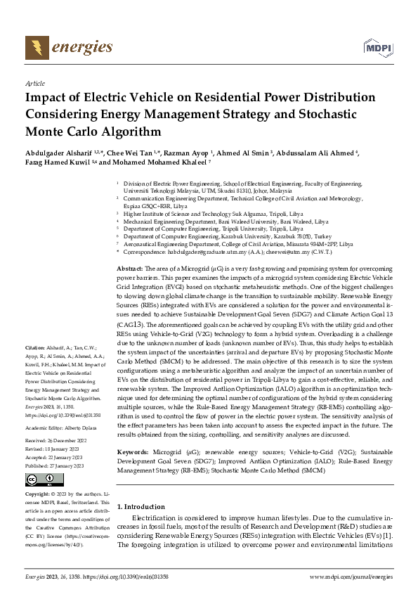 (PDF) Impact of Electric Vehicle on Residential Power Distribution Considering Energy Management ...