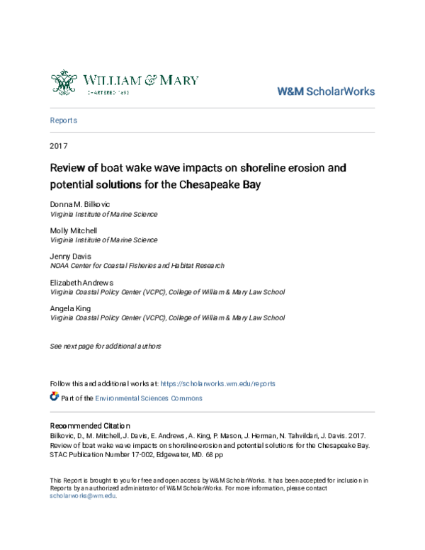 (PDF) Review of boat wake wave impacts on shoreline erosion and ...