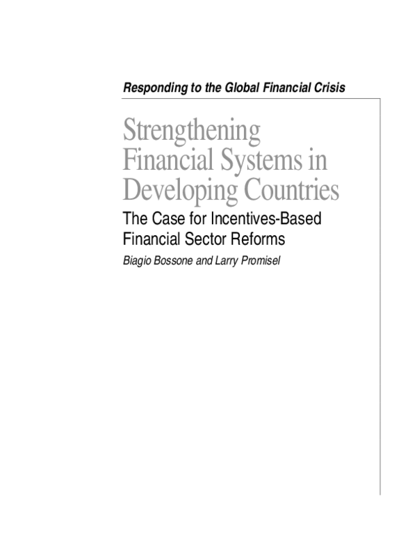 (PDF) Strengthening Financial Systems in Developing Countries