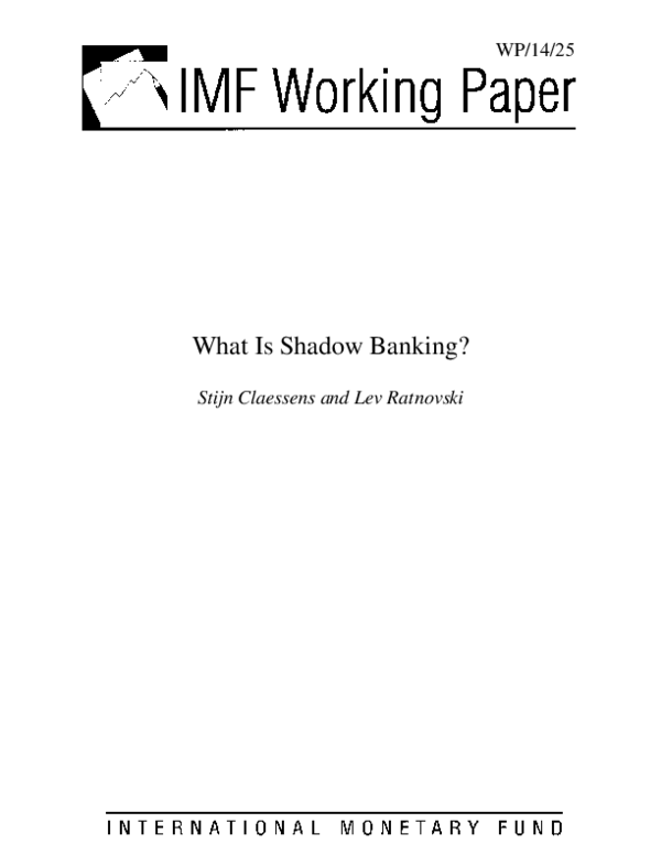 (PDF) What is Shadow Banking?