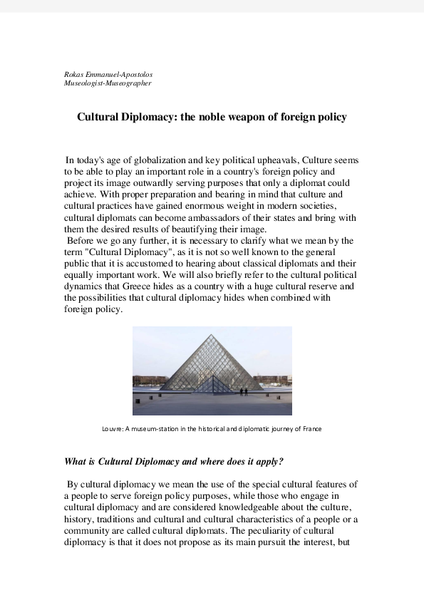 (PDF) CULTURAL DIPLOMACY
