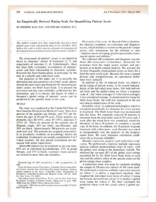 (PDF) An empirically derived rating scale for quantifying patient assets | Frederic Kass ...