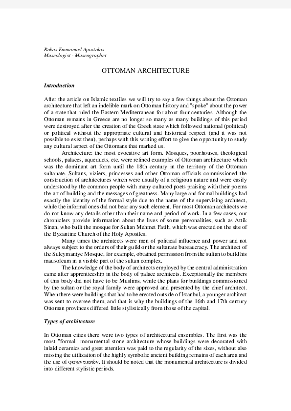 (PDF) OTTOMAN ARCHITECTURE