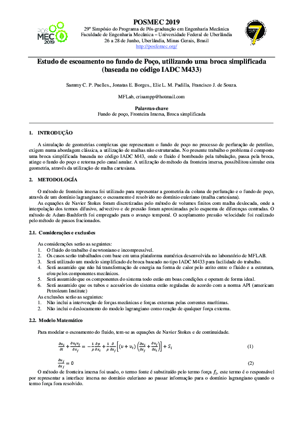 (PDF) Estudo de escoamento no fundo de Poço, utilizando uma broca ...