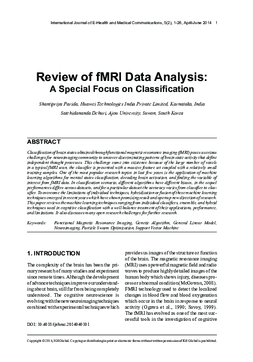(PDF) Machine Learning in fMRI Data Classification