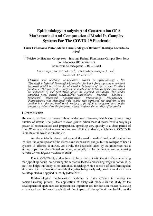 (PDF) Epidemiology: Analysis And Construction Of A Mathematical And ...