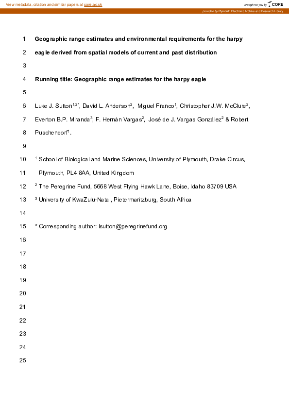 Pdf Geographic Range Estimates And Environmental Requirements For The 9391