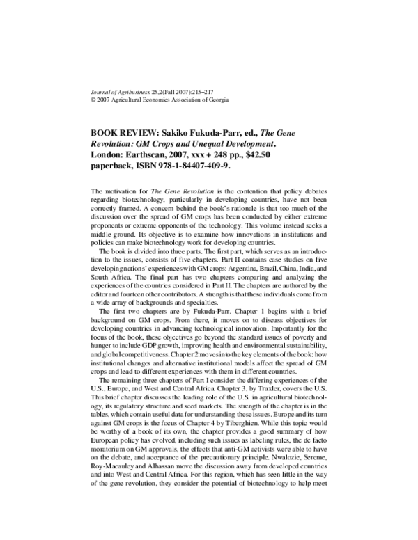 (PDF) The Gene Revolution: GM Crops and Unequal Development