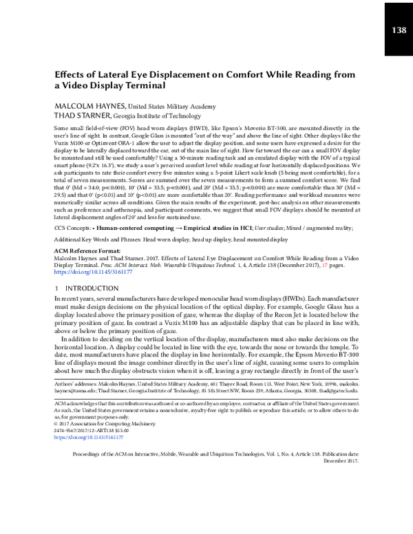 (PDF) Effects of Lateral Eye Displacement on Comfort While Reading from ...