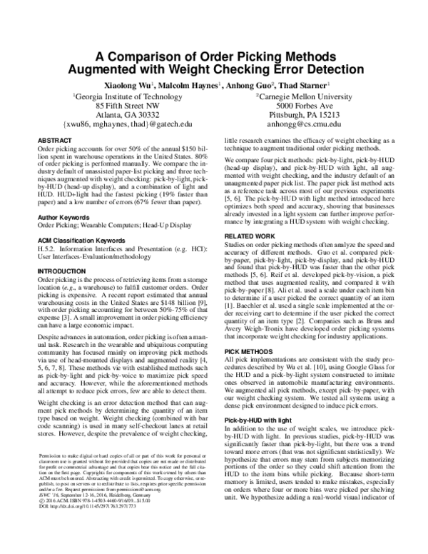 (PDF) A comparison of order picking methods augmented with weight checking error detection