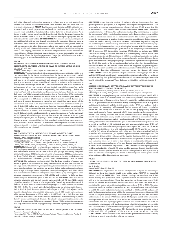 (PDF) PRM36 Comparing the Performance of the SF-6D and EQ-5D Across ...