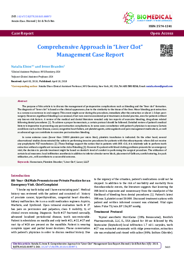 (PDF) Comprehensive Approach in Liver Clot Management Case Report