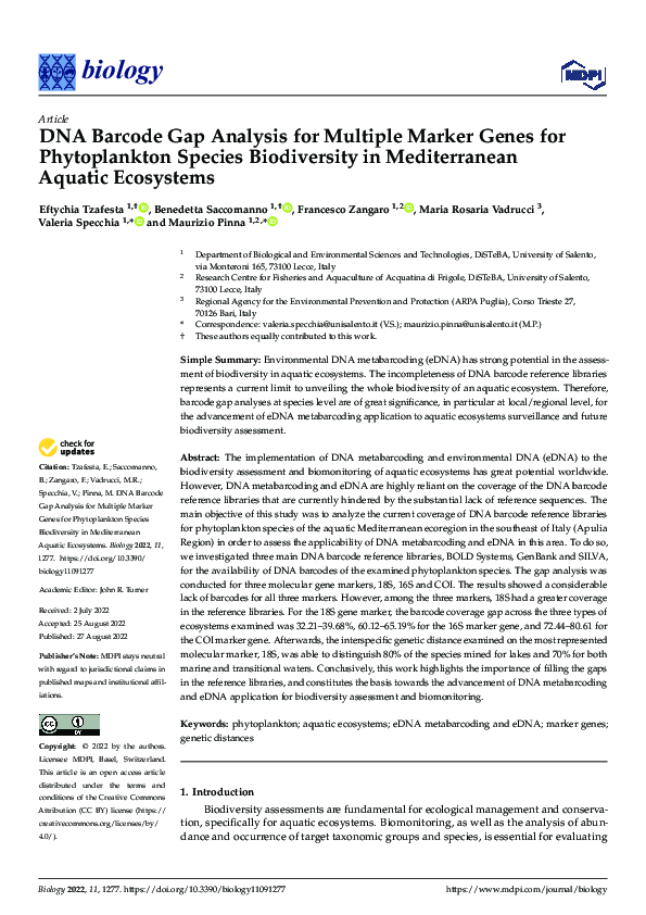 (PDF) DNA Barcode Gap Analysis for Multiple Marker Genes for ...