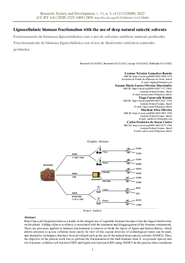 Pdf Lignocellulosic Biomass Fractionation With The Use Of Deep Natural Eutectic Solvents