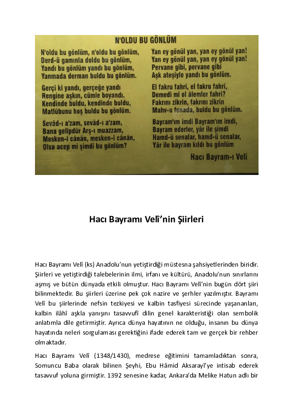 (PDF) Hacı Bayramı Velî'nin Şiirleri