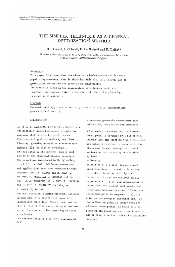 (PDF) The Simplex Technique as a General Optimization Method